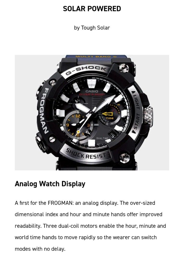 Casio G-Shock Frogman GWF-A1000 Solar Watch, Men's Fashion, Watches ...