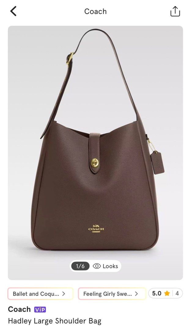 Coach Hadley Large Shoulder Bag, Women's Fashion, Bags & Wallets ...