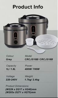 Cornell 1.0L Jar Rice Cooker, TV & Home Appliances, Kitchen Appliances ...