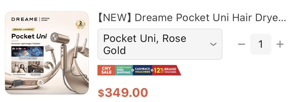 Dreame Pocket Uni High-Speed Hair Dryer - Rose Gold, Beauty & Personal ...