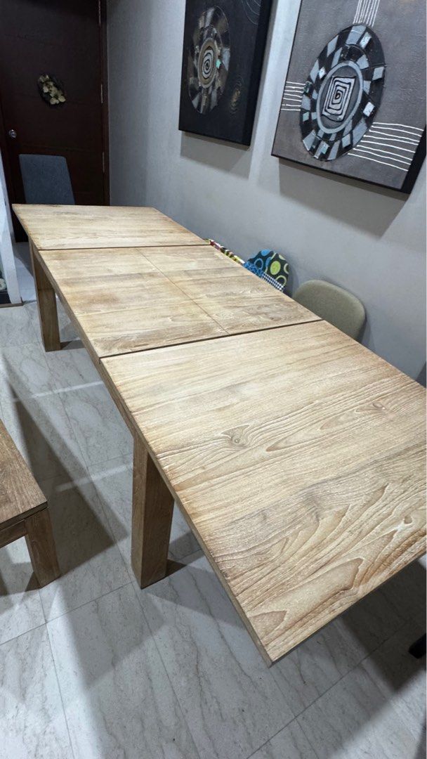 Extendable Wooden Dining Table with Bench, Furniture & Home Living ...