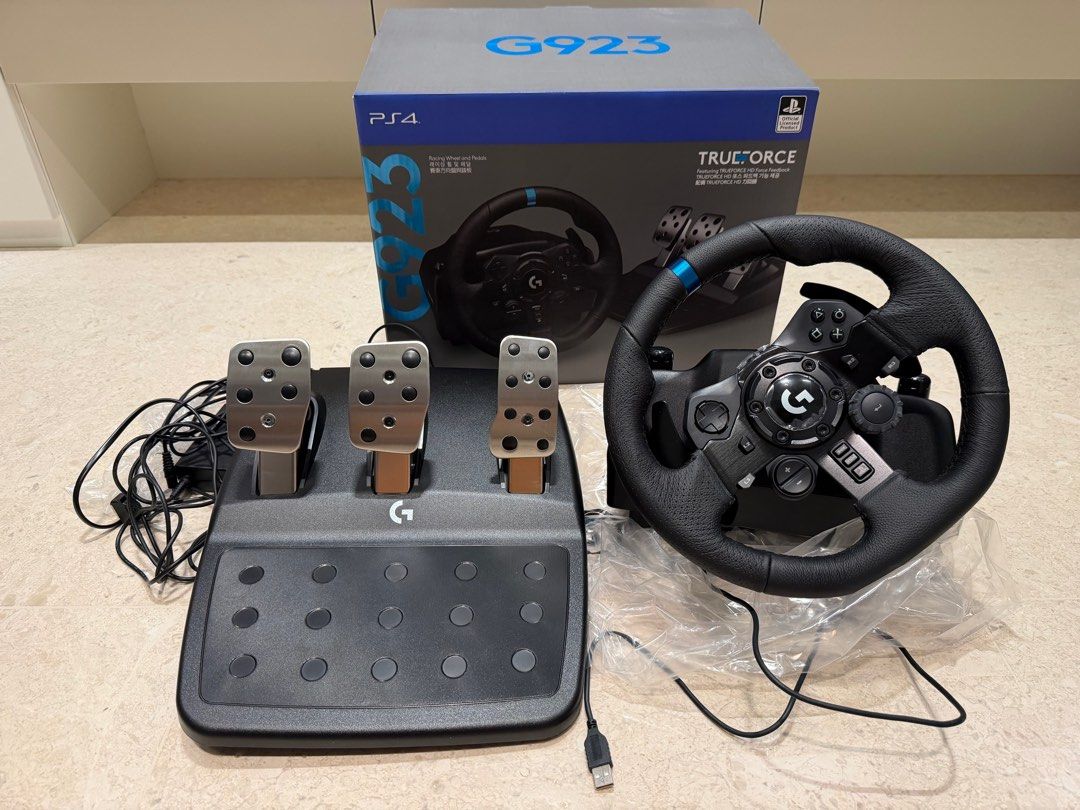 Logitech G923 Racing Wheel and Pedals, Video Gaming, Video Games ...