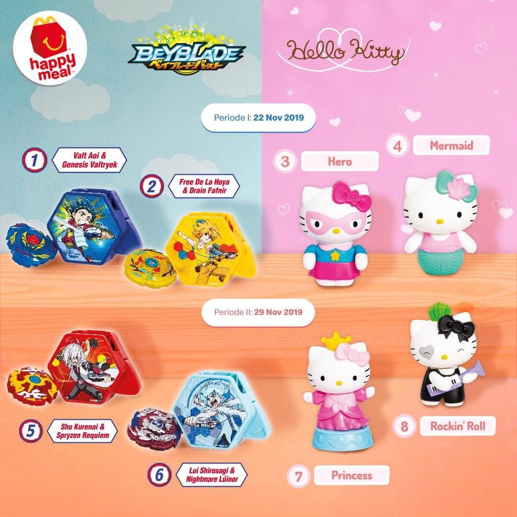 McDonald's Happy Meal Beyblade X Hello Kitty Figure Toys Mermaid ...