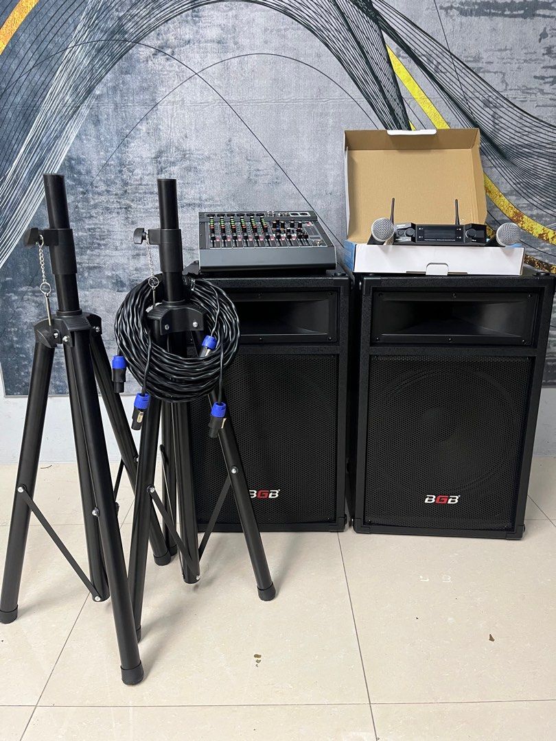 New PA System Set. 6 Channel Power Mixer, 15inch Speaker, Wireless ...
