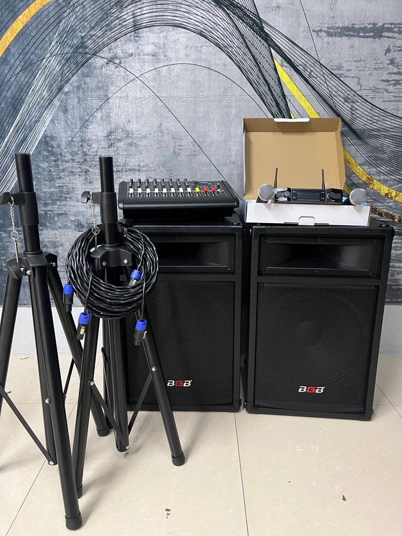 New PA System Set, 8 Channel Power Mixer, 15inch Speaker, Wireless ...