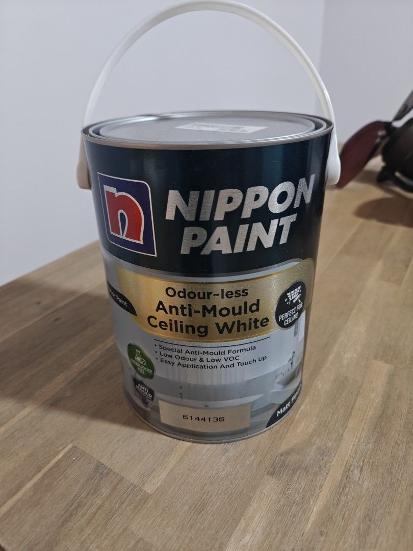 Nippon Paint Anti-Mould Ceiling White Odourless 5L, Furniture & Home ...