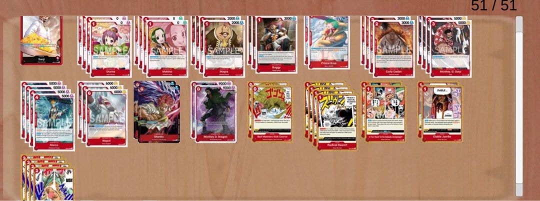 One Piece Card Game - Sanji AA leader card with full deck, Hobbies ...