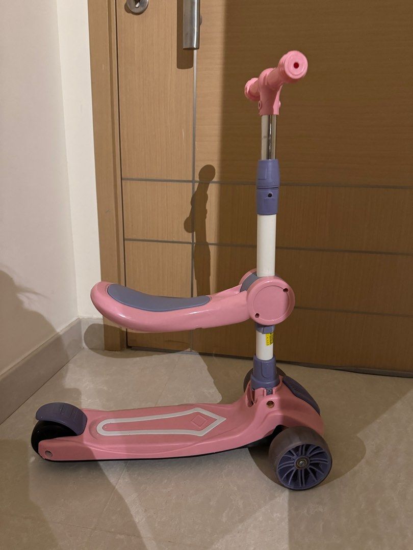 Pink 3-in-1 Kids Scooter with Seat, Sports Equipment, Sports & Games ...