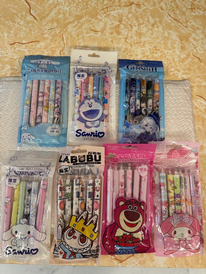 Sanrio, Genshin Impact, and Labubu Gel Pens Set, Hobbies & Toys ...
