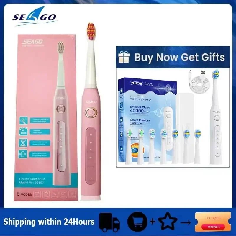 Seago Toothbrush SG507 30 Days Long Battery Life 5 Mode Timer USB ...