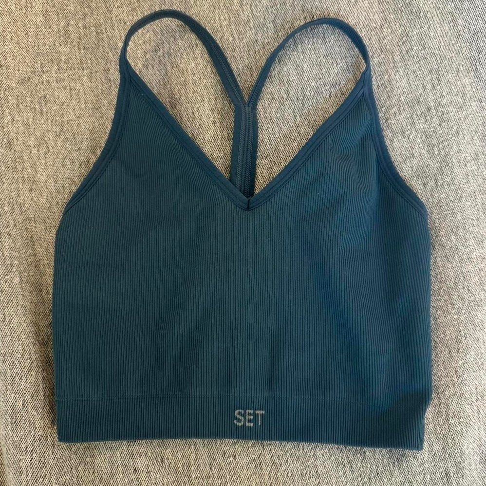 SET Active Sculptflex Ribbed V Bra Neptune, Women's Fashion, Activewear ...