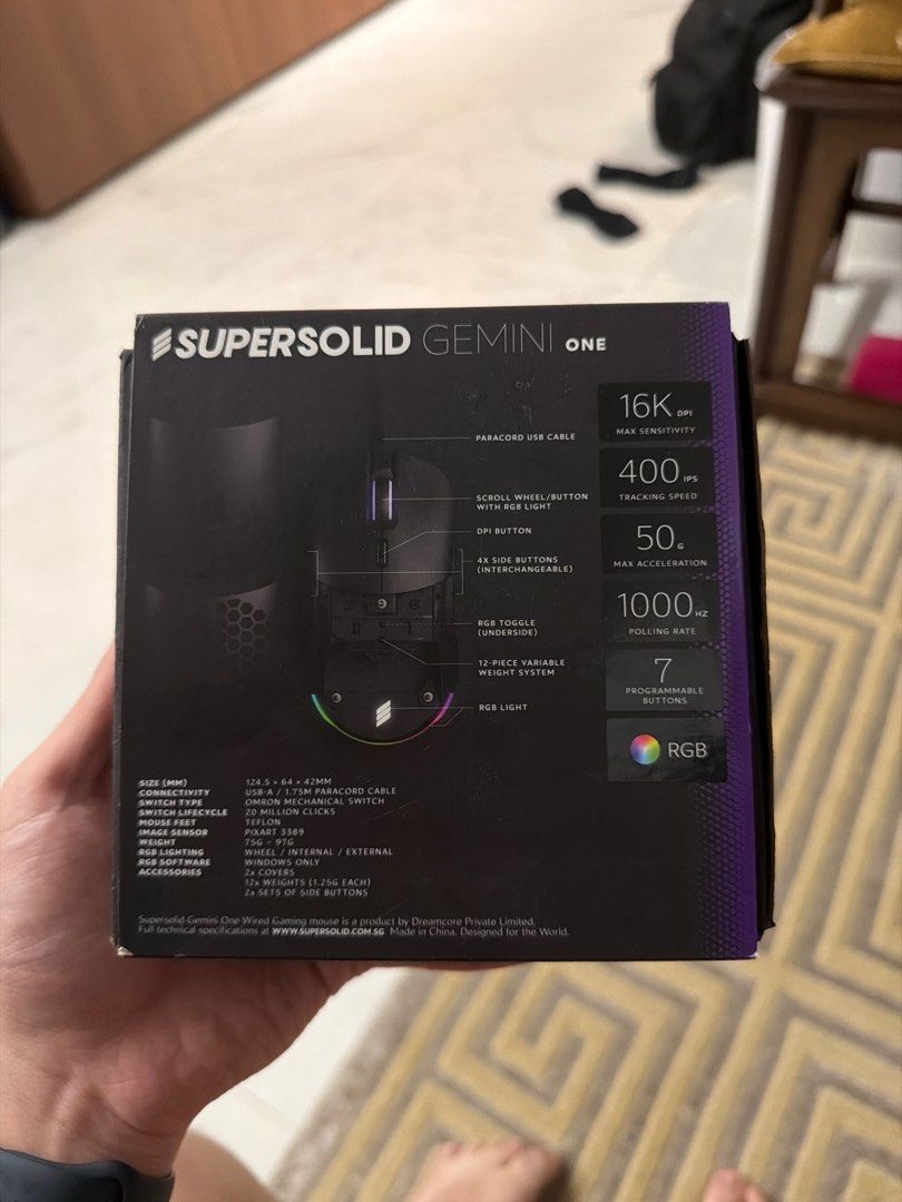 SuperSolid Gemini One Wired Gaming Mouse, Computers & Tech, Parts ...