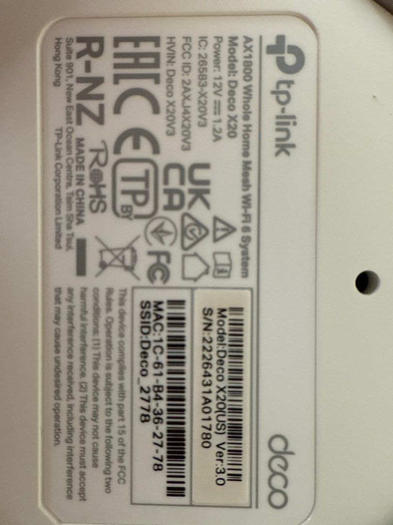 TP-Link Deco X20 AX1800 Whole Home Mesh WiFi 6 System router ...