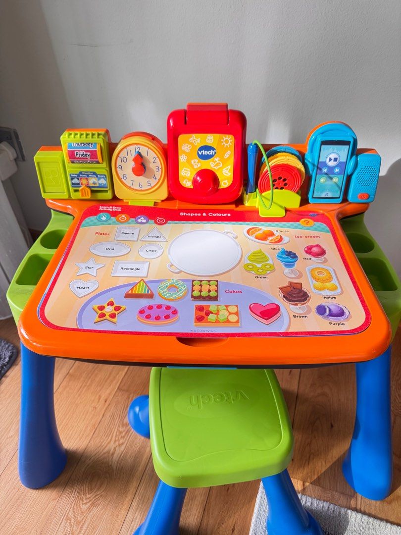 VTech Shapes & Colours Activity Table with Stool, Babies & Kids, Infant ...