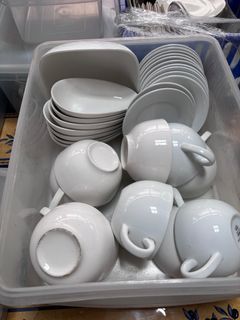 Lynn’s Porcelain New Bine China White Tea Cups and Saucers Set ...