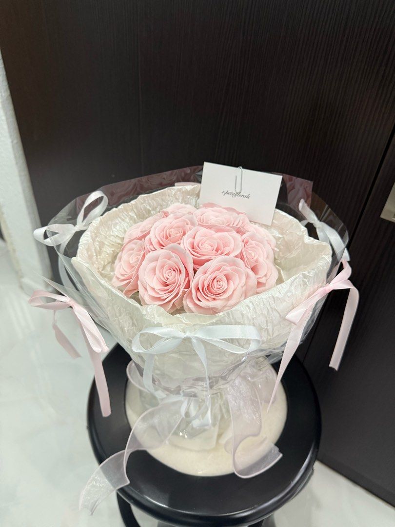 11 stalks pink soap roses bouquet, Hobbies & Toys, Flowers & Bouquets ...