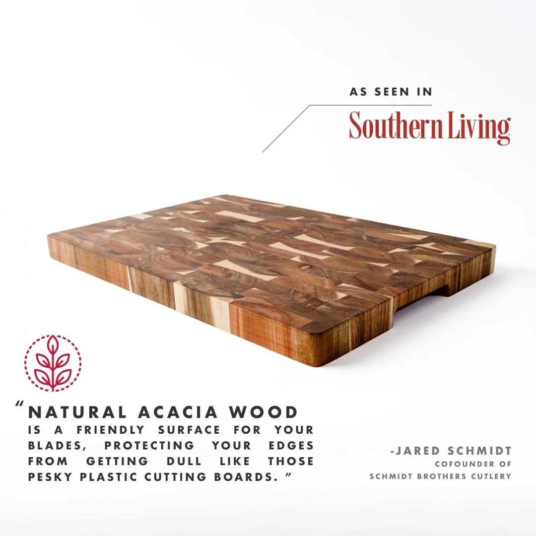 18 Inch Acacia End-Grain Cutting Board, Reversible Wood Butcher Block ...