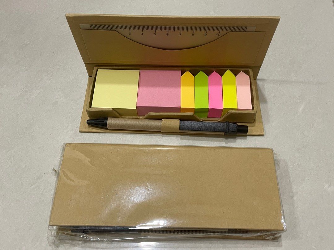 (2 pcs) Eco-Friendly Stationery Set with Sticky Notes and Pen, Hobbies ...