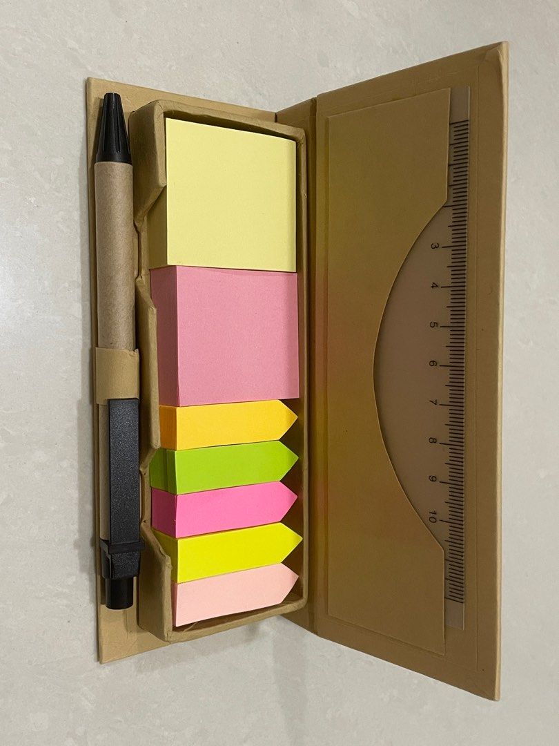 (2 pcs) Eco-Friendly Stationery Set with Sticky Notes and Pen, Hobbies ...