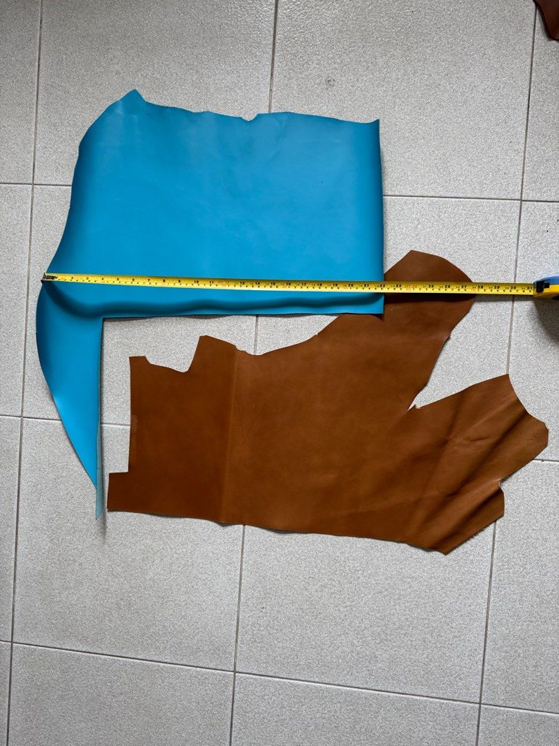2pcs Leather Hide scraps —Blue and Brown, Hobbies & Toys, Stationery ...