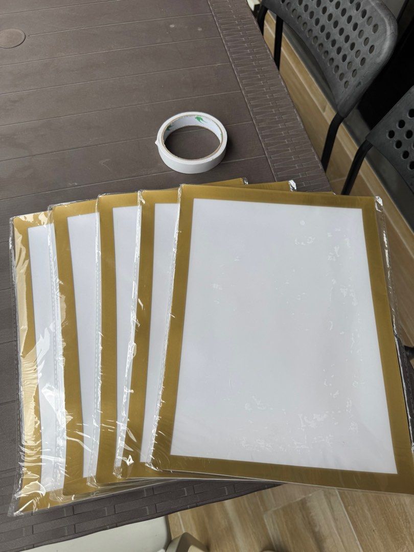 A4 Gold Paper Frame with double tapes, Hobbies & Toys, Stationery ...
