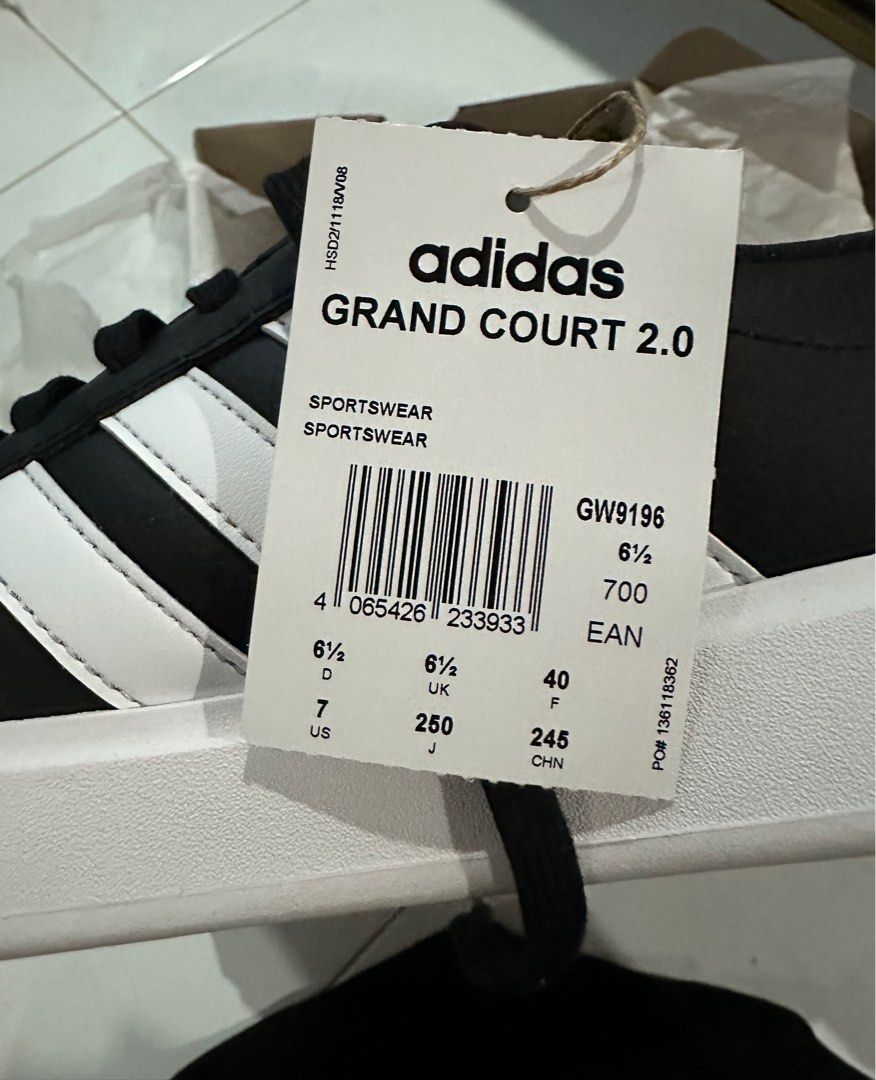 Adidas Grand Court 2.0 Sneakers - Black/White, Men's Fashion, Footwear ...
