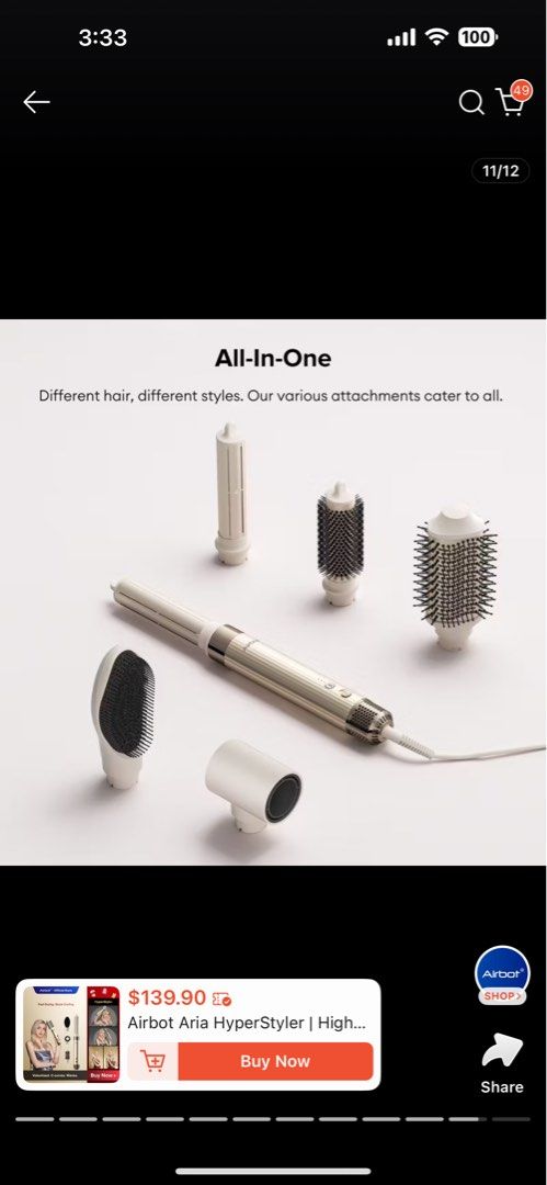 Airbot Aria HyperStyler - All-in-One Hair Styler, Beauty & Personal ...