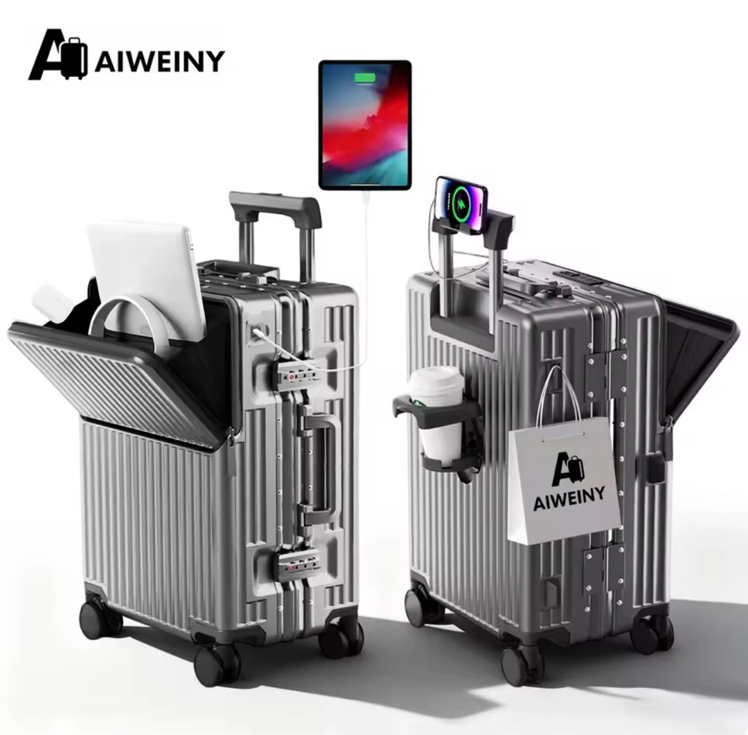 AIWEINY Smart Carry-On Suitcase with Charging Ports, Hobbies & Toys ...