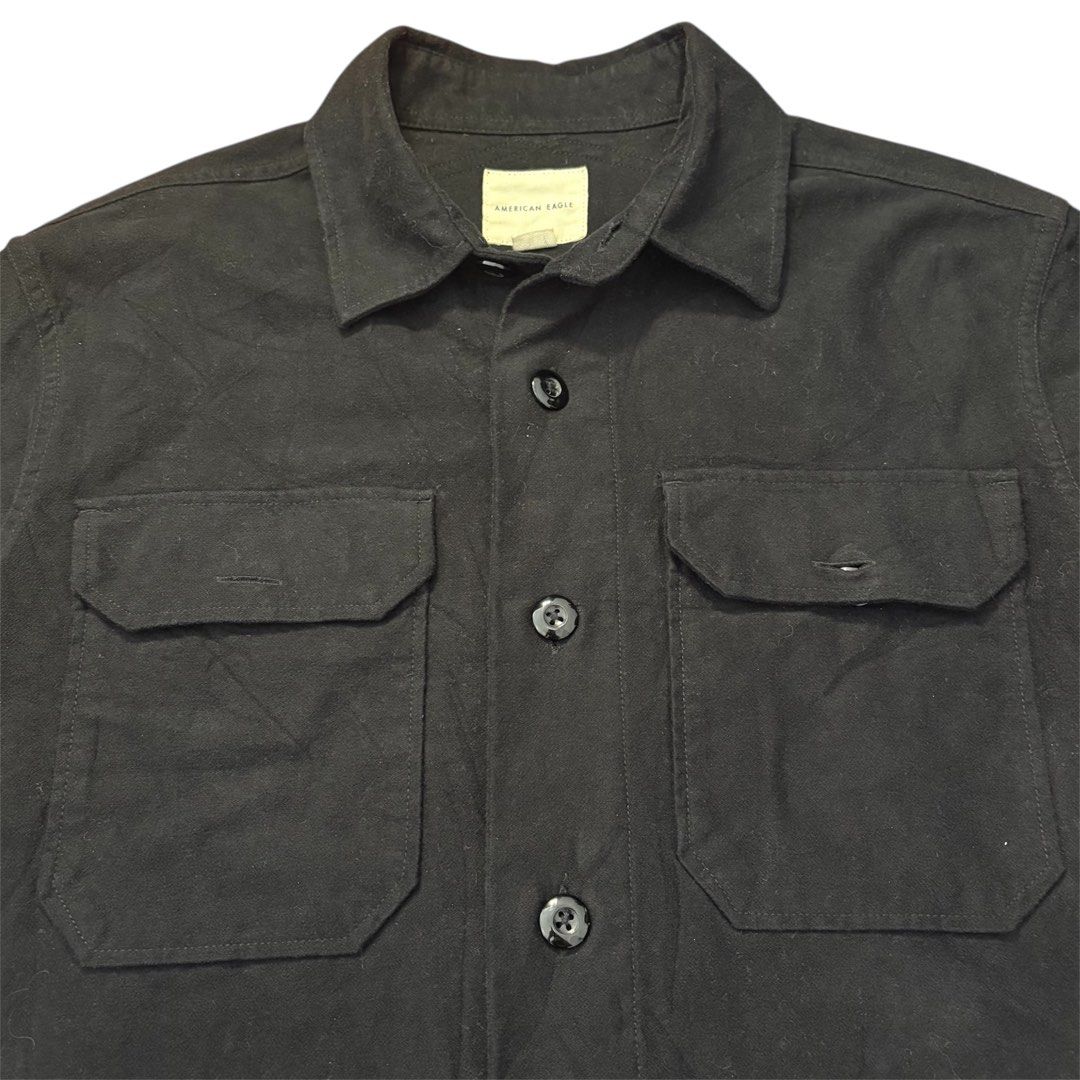American Eagle Black OG107 M65 Army Military Jacket Button Shirt, Men's ...