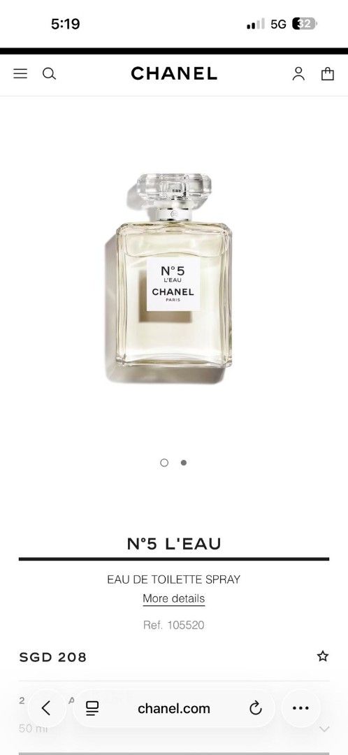 Chanel No. 5 L'Eau Eau de Toilette Spray, Beauty & Personal Care ...