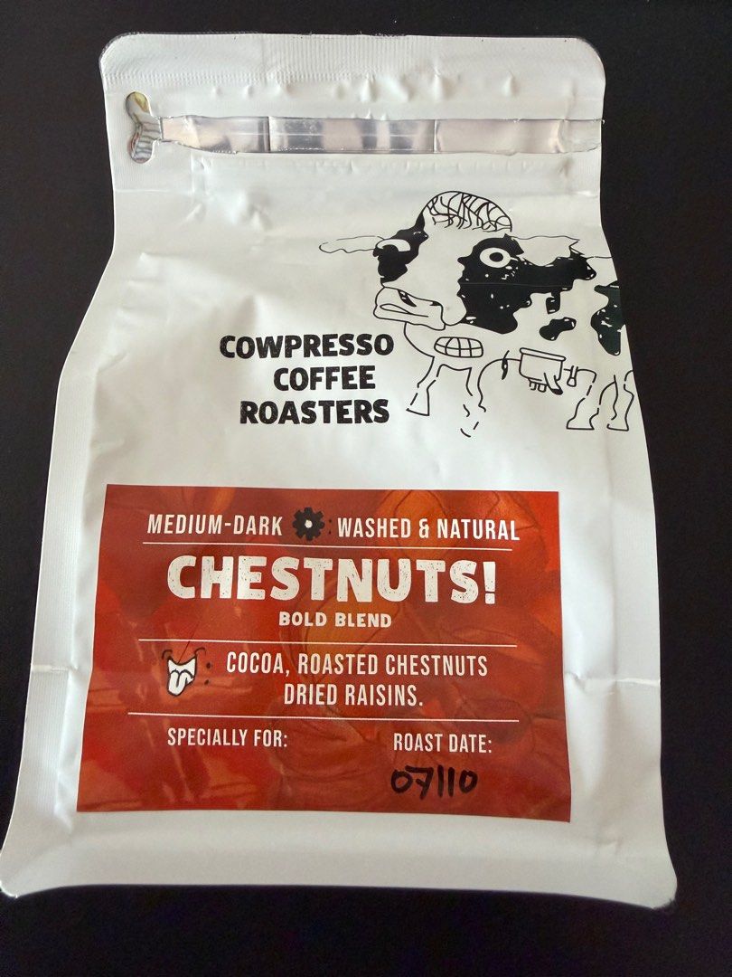 Cowpresso Coffee Roasters, 240g, Coffee Beans - Chestnuts, Medium Roast ...
