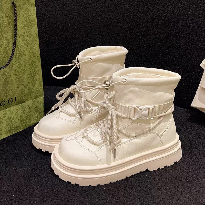 Harbin Boots Cream White Winter Water Proof Snow Boots 4cm, Women's ...