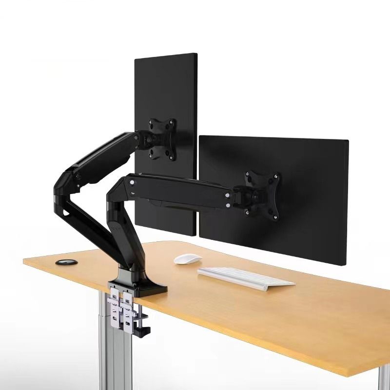 (DS110-2)Dual Gas spring monitor table clamp stand Freely Height ...