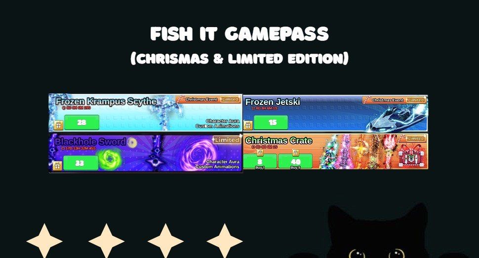 Fish It Gamepass - Christmas & Limited Edition, Video Gaming, Gaming ...