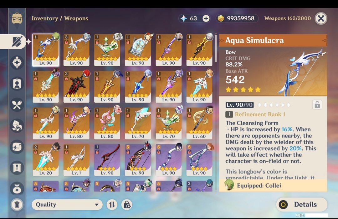 Genshin Impact Endgame Account (Varesa + Sig, Nahida + Sig, C1 Ganyu ...