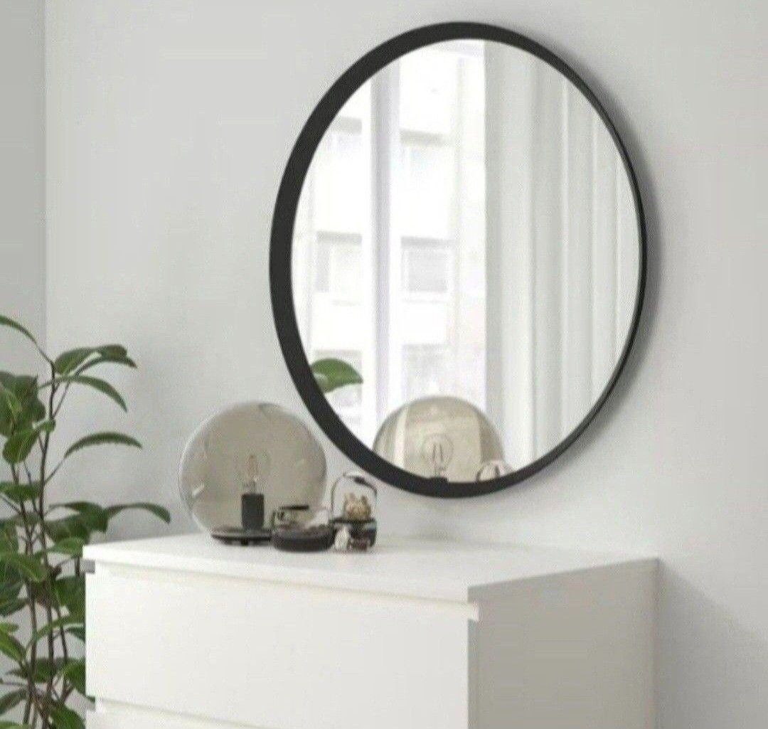 IKEA LANGESUND Mirror dark grey 80cm, Furniture & Home Living, Home ...