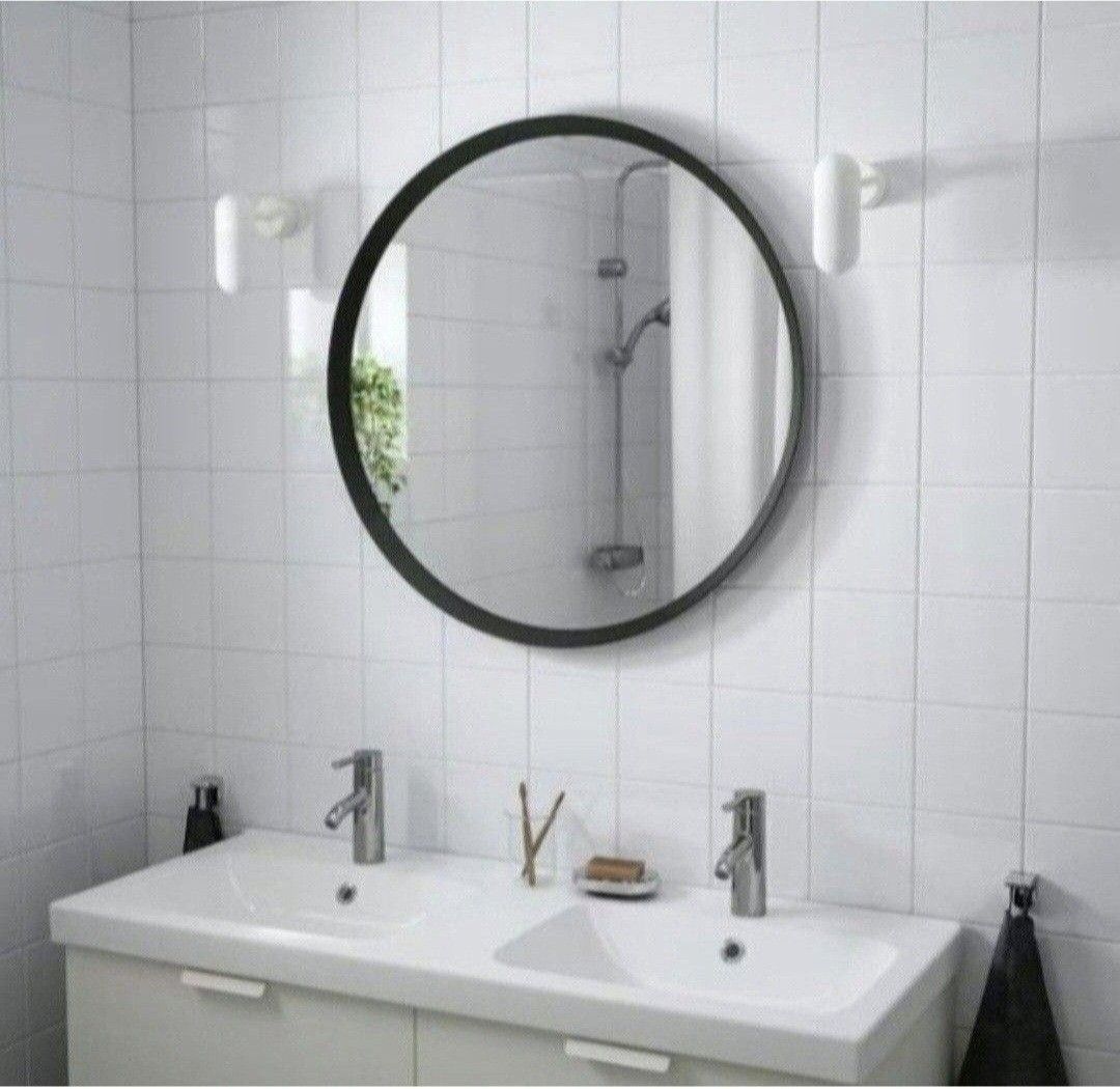 IKEA LANGESUND Mirror dark grey 80cm, Furniture & Home Living, Home ...