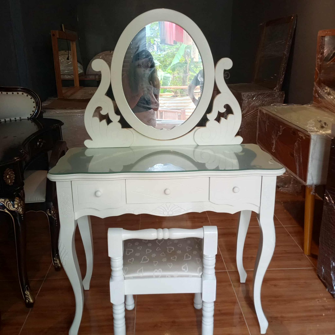 KOREAN SURPLUS White Vanity Table with Mirror and Drawers, Furniture ...