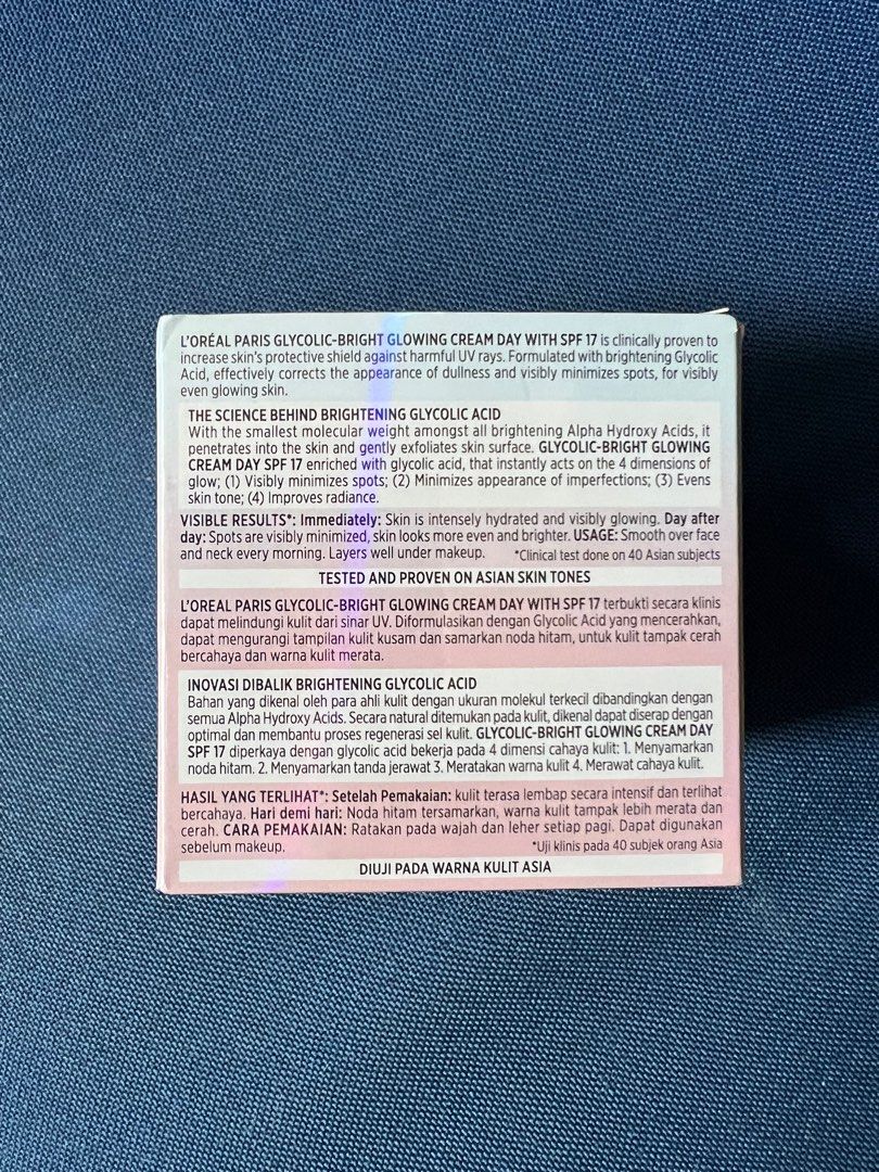 Loreal Glycolic Bright Glowing Day Cream SPF17 50ml, Beauty & Personal ...