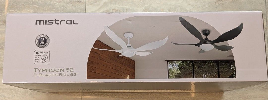 Mistral Typhoon 52 5-Blade Ceiling Fan - Black, Furniture & Home Living ...