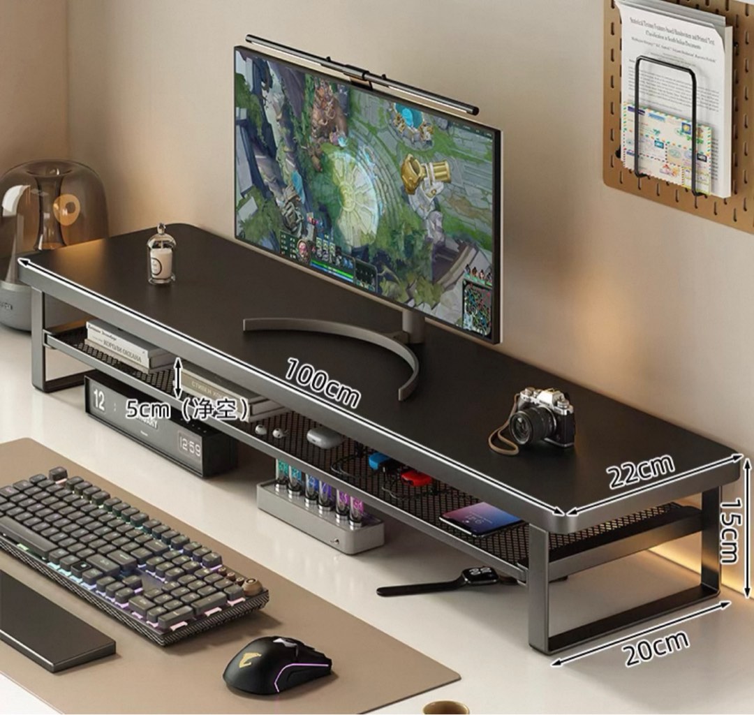 Monitor Stand 100cm (Black), Furniture & Home Living, Furniture ...