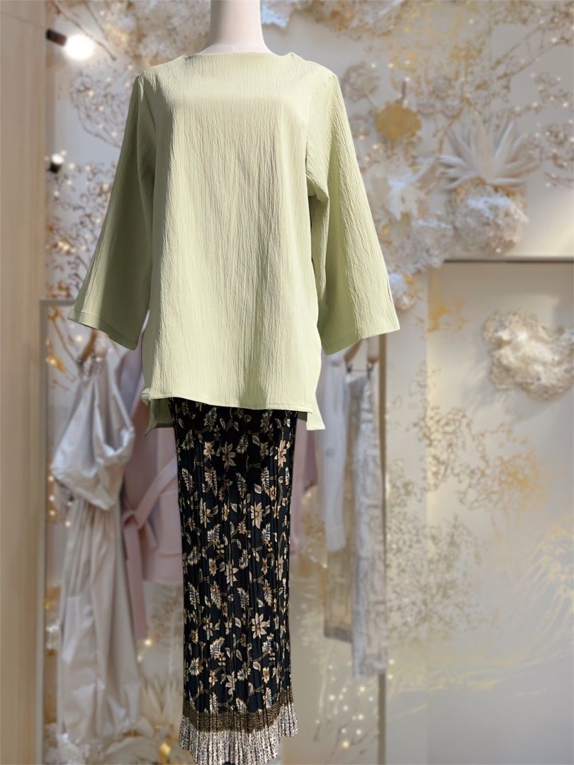 RAYA2026 NEW Baju Kurung Kedah Modern Set with Kain Batik Soft Pleated ...