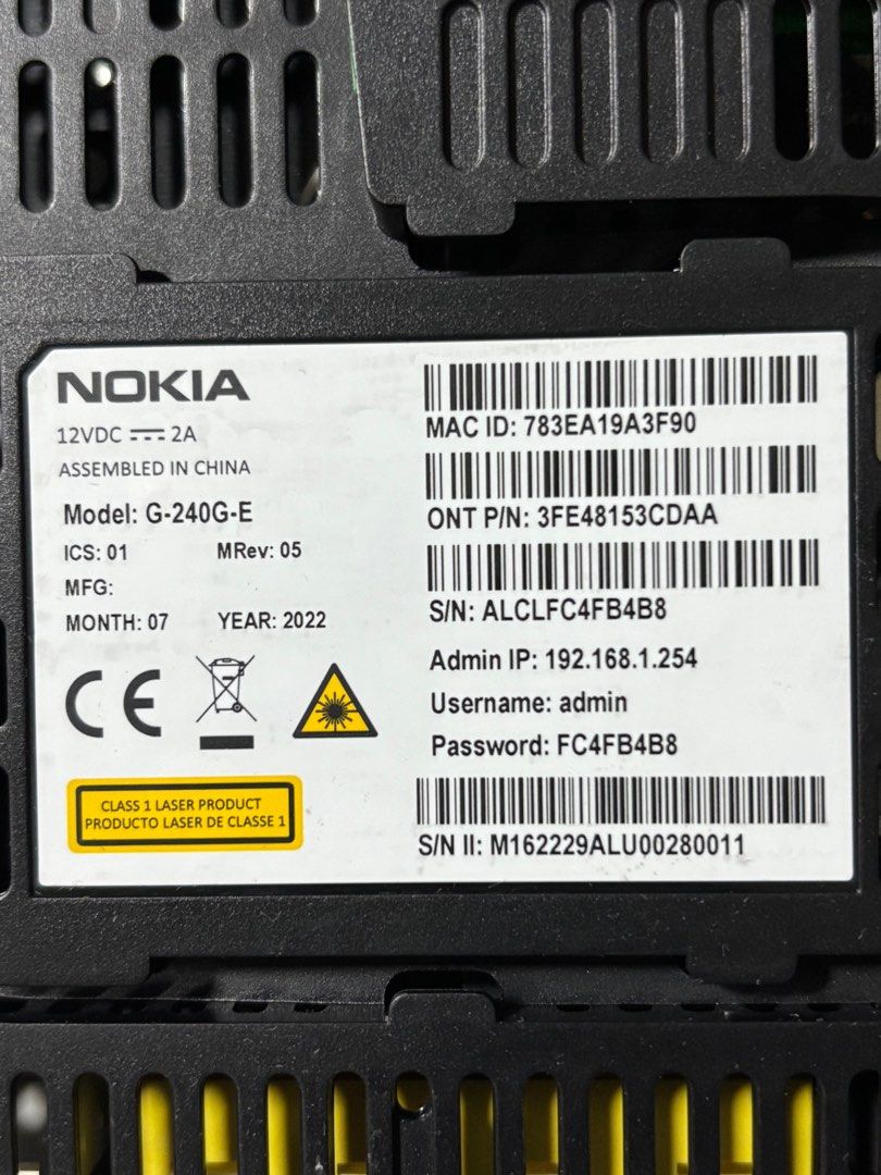 Nokia Singtel Optical Network Router G-240G-E, Computers & Tech, Parts ...