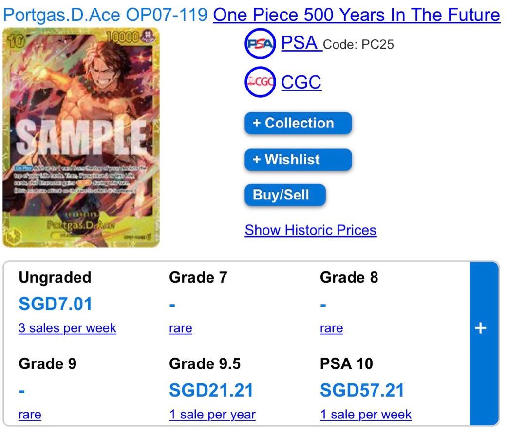 One Piece Card Game - Portgas D. Ace OP07-119 SEC [Japanese Print ...