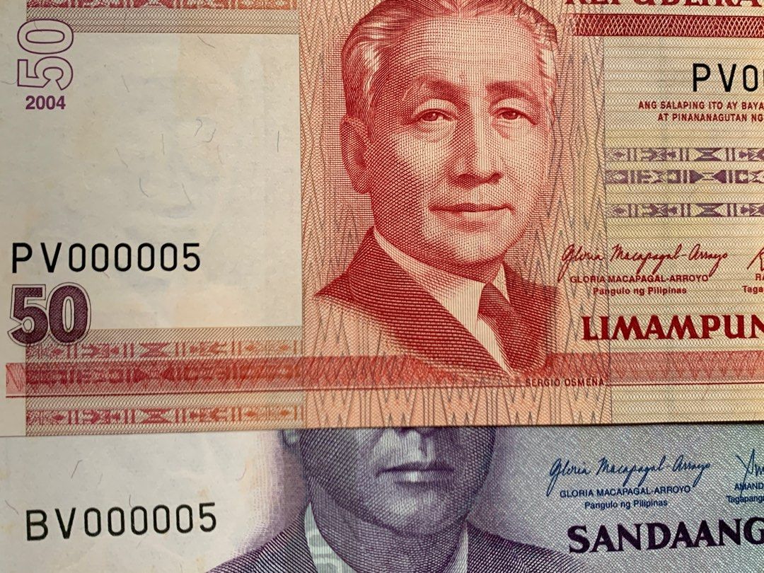 PHILIPPINES 🇵🇭 50 & 💯 PESOS LOW numbers 000005 Banknote 2pcs Set ...