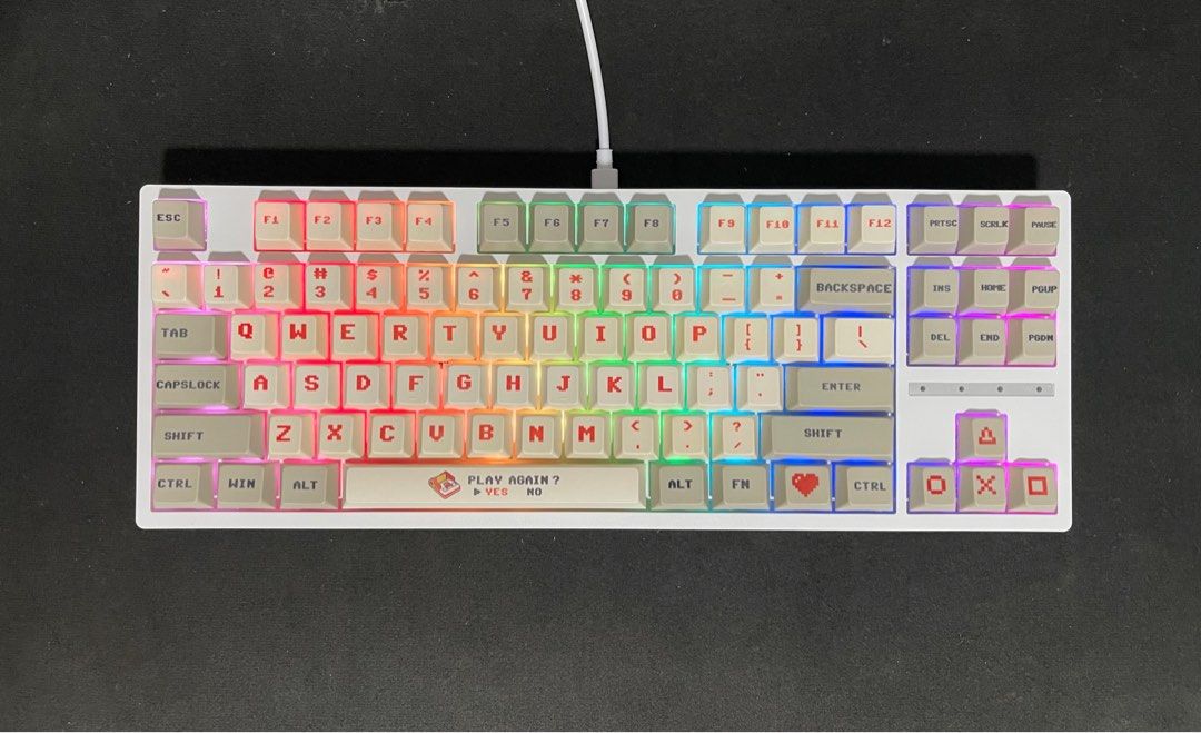 Retro RGB Custom Gaming Mechanical Keyboard | 80% Layout | TKL | Red ...