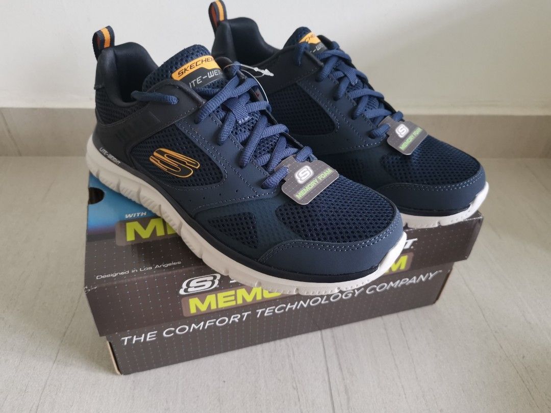 Skechers Men's Track Syntac Navy Sneakers - Size 8, Men's Fashion ...