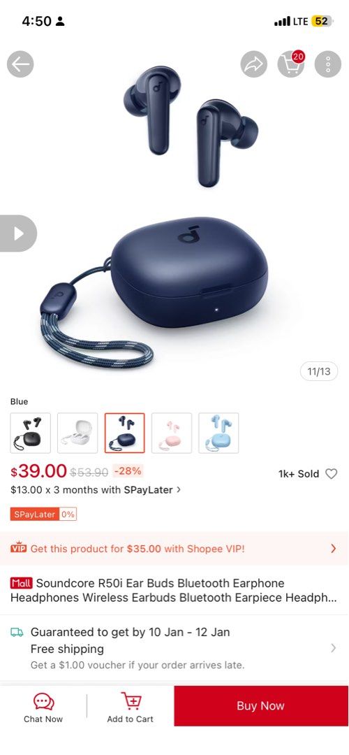 Soundcore R50i Earbuds - Blue, Audio, Earphones on Carousell