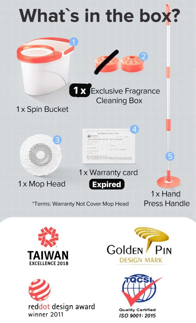 SupaMop F103 Trendy Spin Mop Set Release Grapefruit Fragrance/99.9% ...