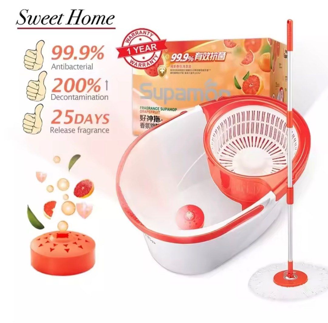 SupaMop F103 Trendy Spin Mop Set Release Grapefruit Fragrance/99.9% ...